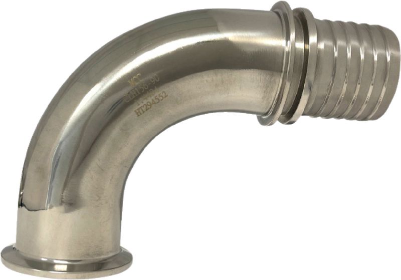 Tri-clamp coupling according to DIN 32676 with 90° grooved socket and ...