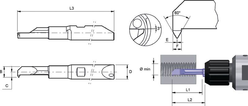 APPLITEC Barre de filetage BB4R-TP60 | BRW