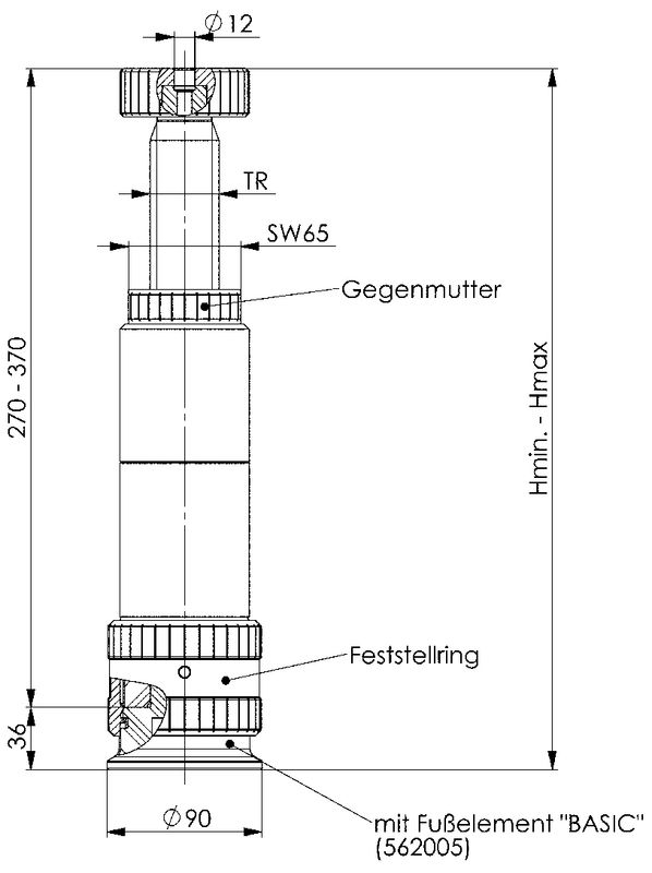 AMF Screw jack element with acme thread and base element 6425FB | BRW-CH