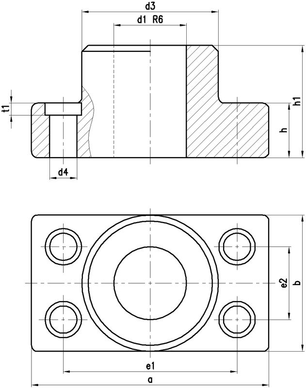 Mounting flange for guide pillars with screw holes | BRW-CH