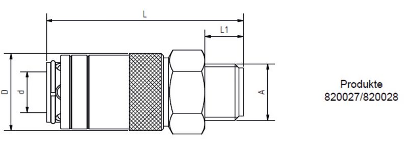 Quick release couplings NERIOX form D straight with external thread and valve | BRW