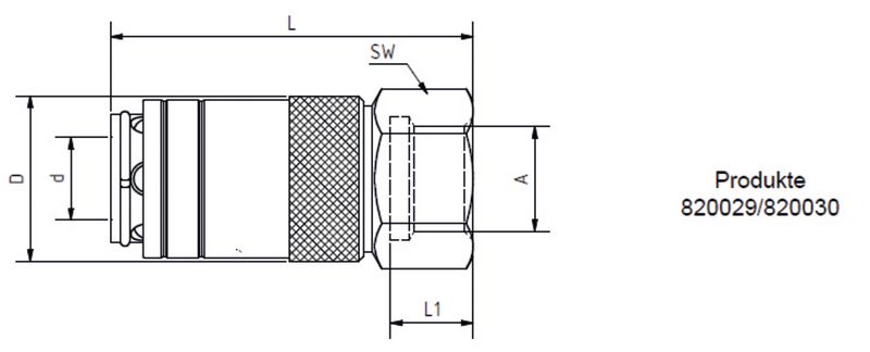 Quick release couplings NERIOX form D straight with internal thread and valve | BRW