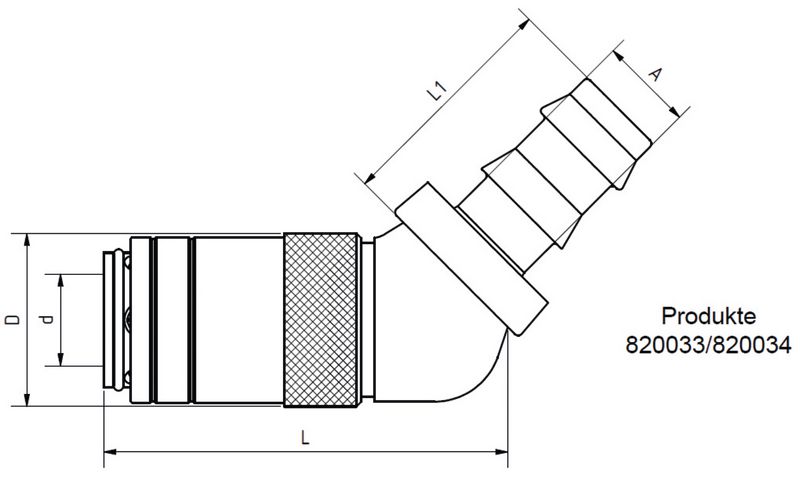Quick release couplings NERIOX form D Push-Lock 45° with valve | BRW