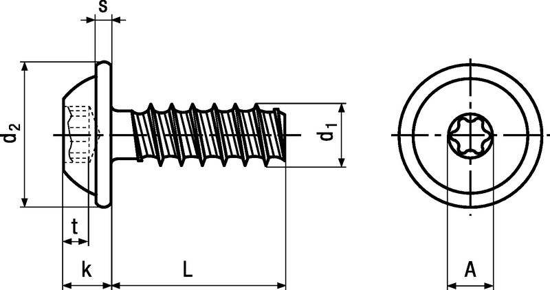 DELTA PT®-Schrauben Linsenkopf Typ WN 5451mit angepresster Scheibe, mit ...