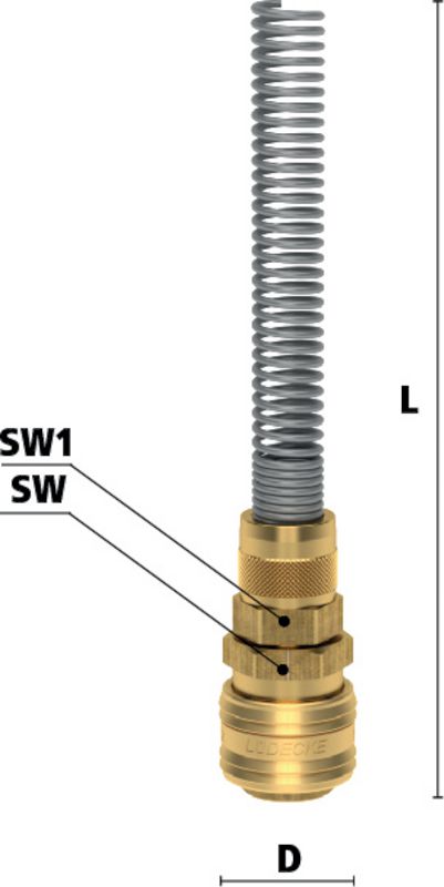 Quick-release coupling ES, DN 7.2 One-sided locking, with compression fitting/support spring ...